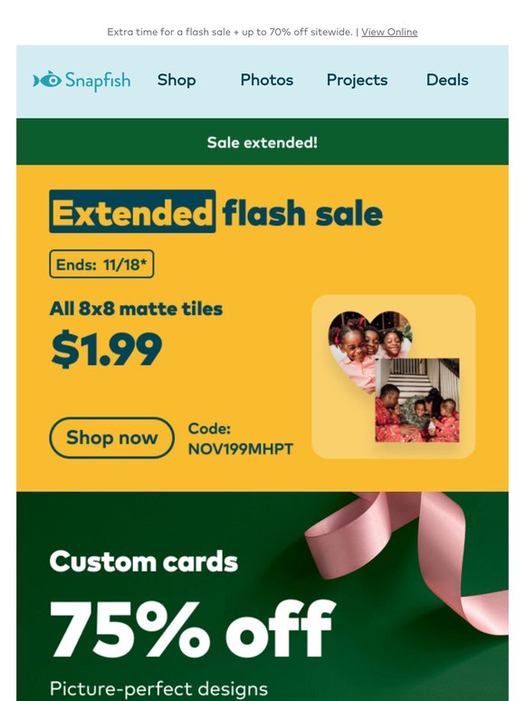 Snapfish: 🎉 Good news—75% off cards is extended! | Milled