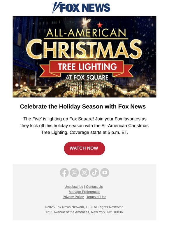 Fox News: All-American Christmas Tree Lighting | Milled