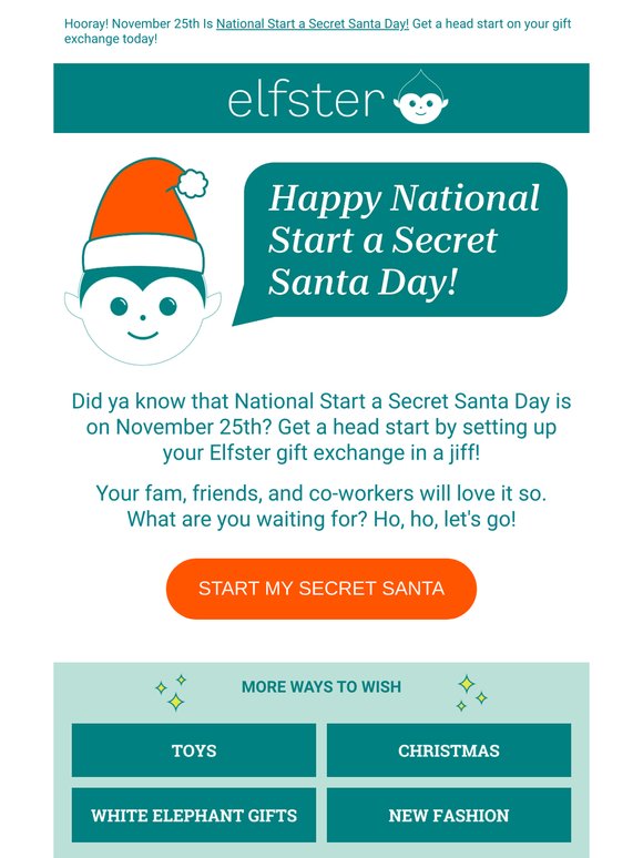 Elfster: 🎅 National Start a Secret Santa Day is Coming Soon! | Milled