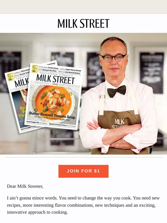 Milk Street Kitchen: You've Been Selected to Receive Milk Street ...
