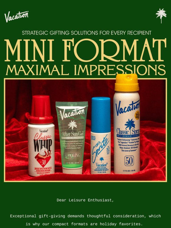 Vacation Inc.: 🎁 Mini Luxury Sunscreens for Holiday Gifting | Milled