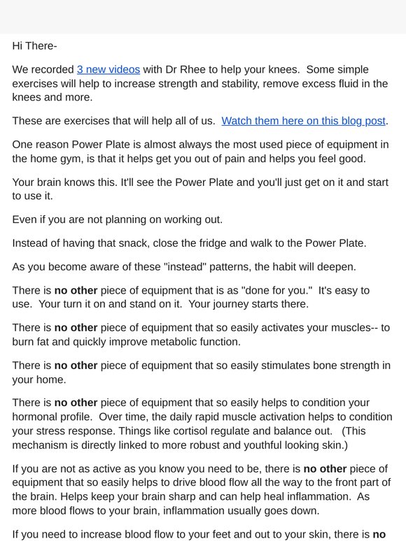 Power Plate: New: Knee instability, Knee pain, Knee injury, Limited ...