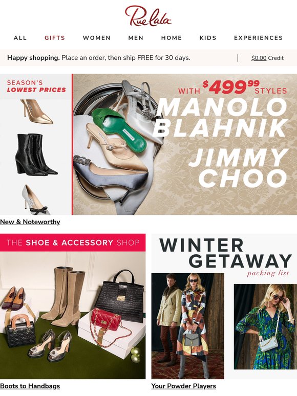 Rue La La: New Manolo Blahnik & Jimmy Choo with $499.99 Styles | Milled