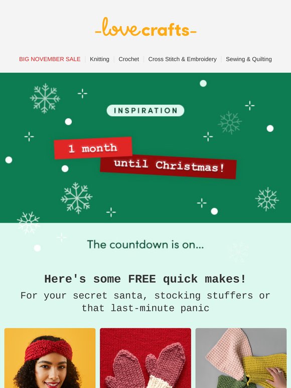 LoveCrafts: Only ONE MONTH left until Christmas... | Milled