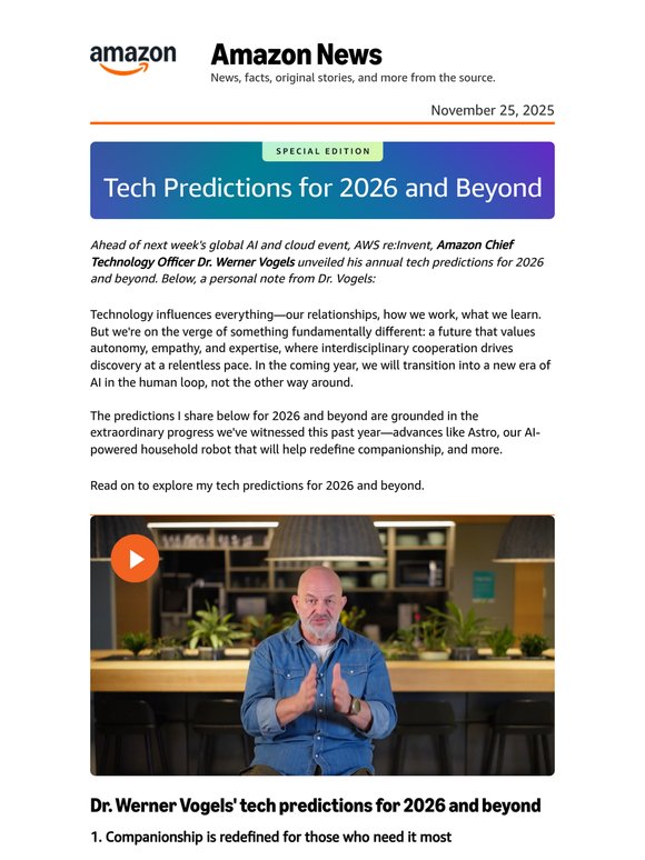Amazon: 5 tech predictions for 2026 from Amazon's CTO | Milled
