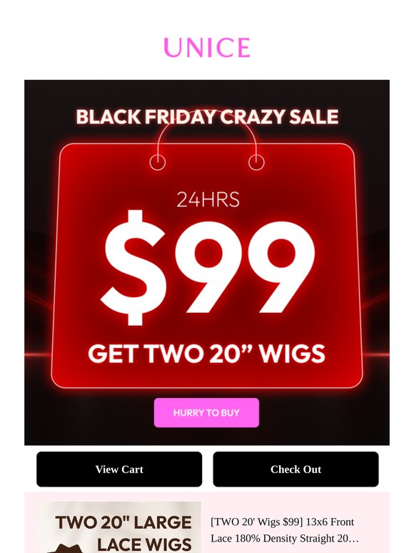 Unice: $99 for TWO 20" Wigs?! Black Friday Madness Starts Now | Milled