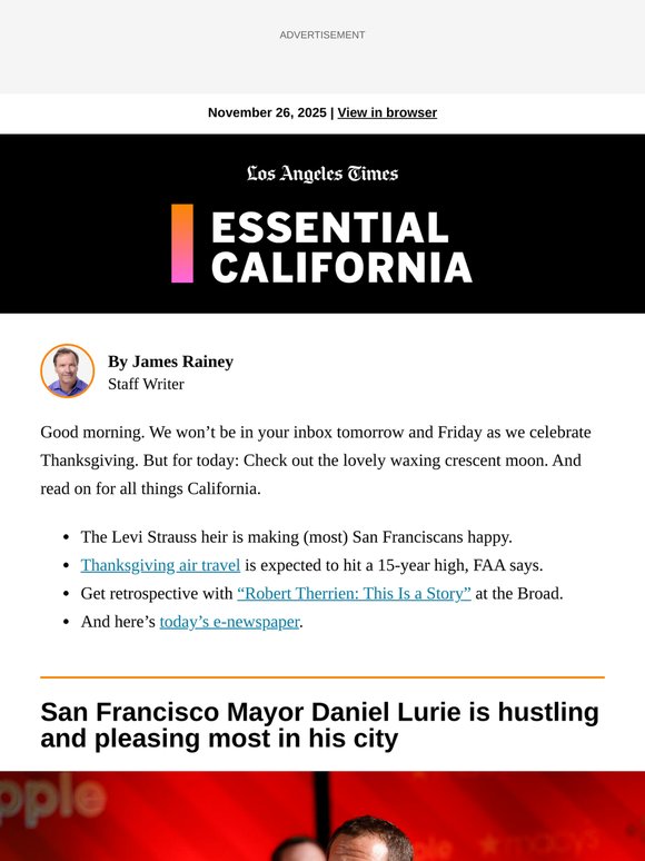 Los Angeles Times: SF Mayor Daniel Lurie wins over Trump, and his city ...