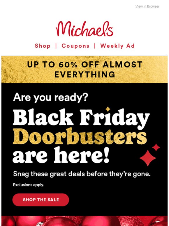 Michaels: 🎉 NEW MARKDOWNS! DOORBUSTERS! Grab these Black Friday deals NOW –> | Milled