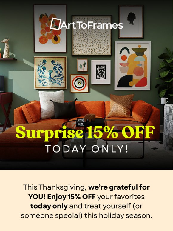 Art to Frames: Gobble Up 15% Off — Today Only! | Milled