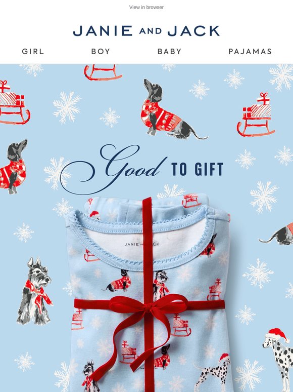 Janie and Jack: Good to gift: 50% off PJs + free shipping | Milled