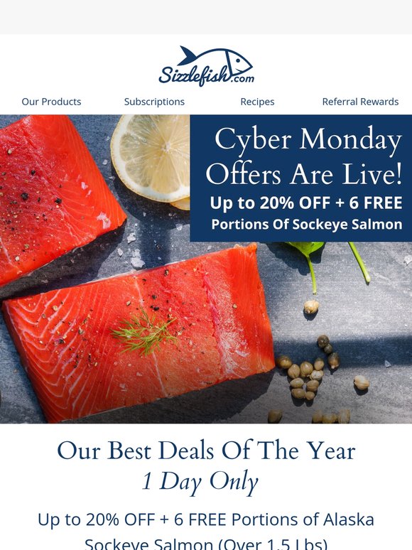 Sizzlefish: Cyber Monday Delicious Seafood Offers Live Now! | Milled