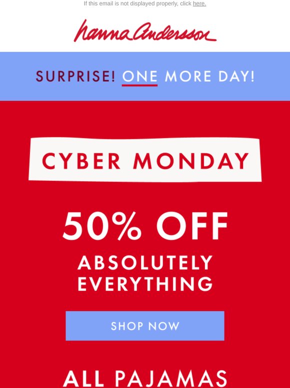 Hanna Andersson: 🥳 Cyber Monday Is EXTENDED | Milled