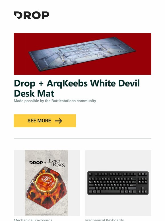 Drop: Drop + ArqKeebs White Devil Desk Mat, Drop + The Lord of the ...