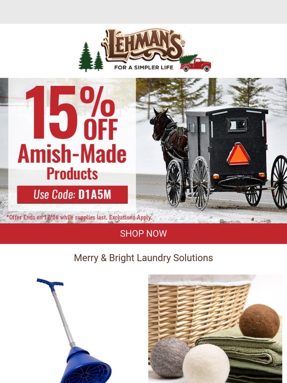 Lehman's: Surprise 🎉 Grab 15% off Amish-Made Products Today | Milled