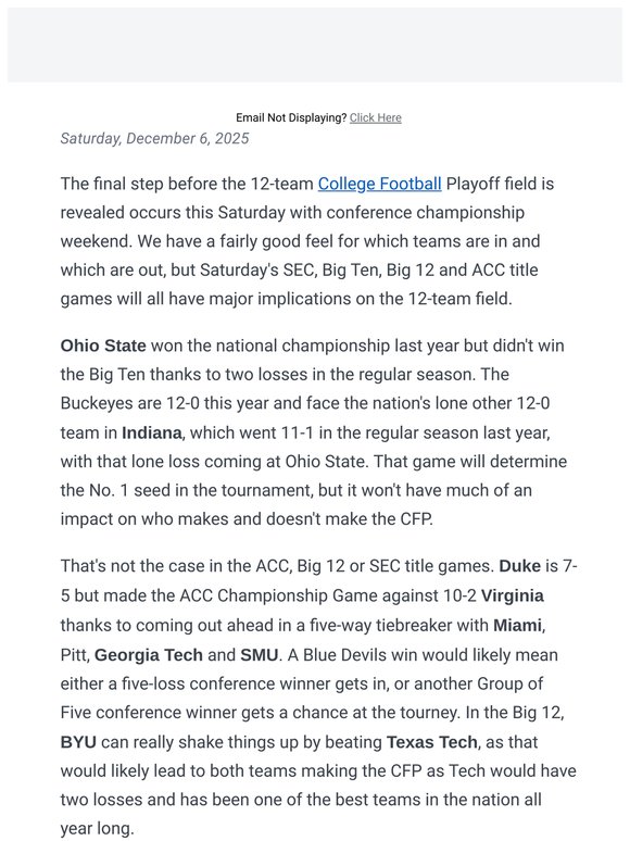CBS Sports: What to watch Saturday: Big Ten and SEC titles up for grabs ...