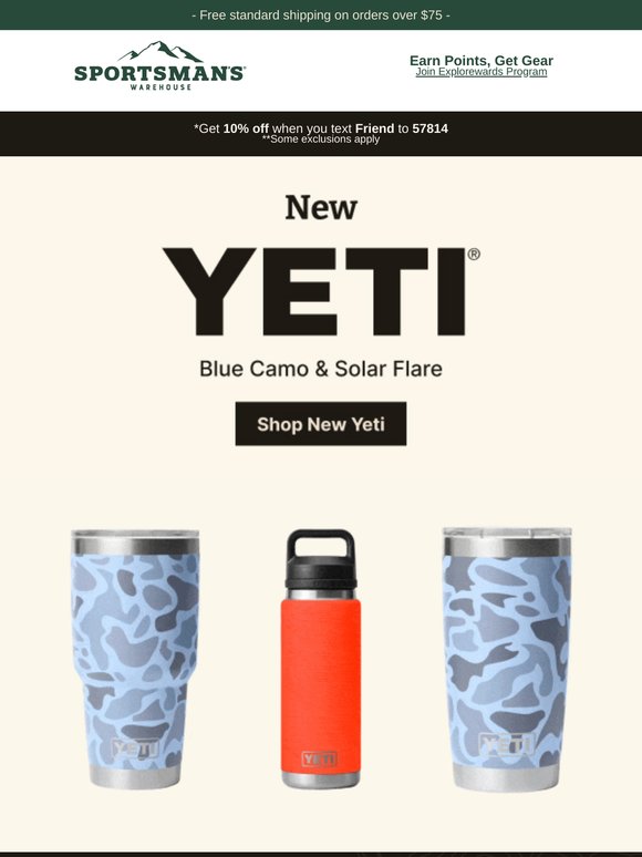 Sportsman's Warehouse: NEW Colors from YETI - Blue Camo & Solar Flare ...