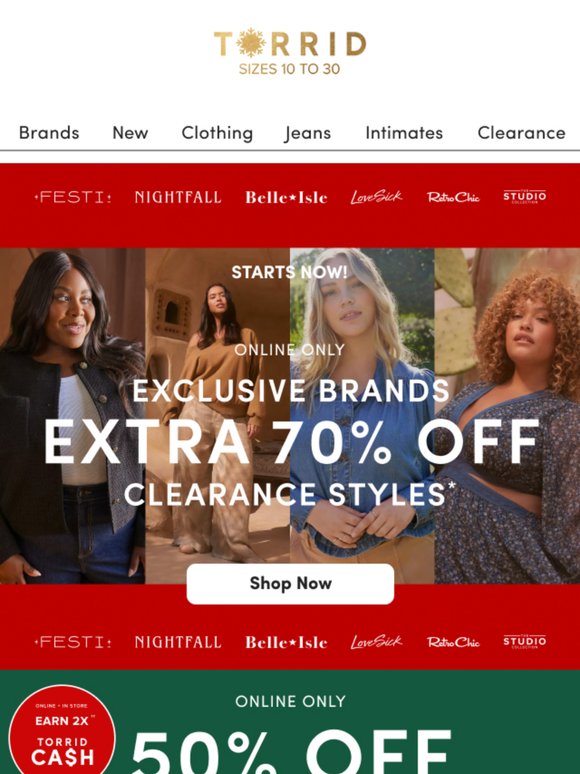 Torrid: EXTRA 70% off clearance on all our exclusive brands | Milled