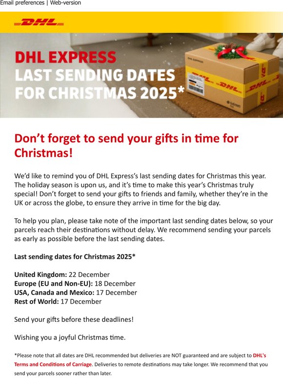 DHL: Your helpful reminder of DHL Express’ last sending dates for ...