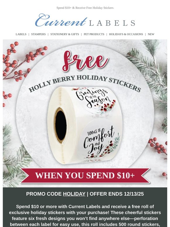 Current Labels: Hi Friend, we have FREE holiday stickers for you! | Milled