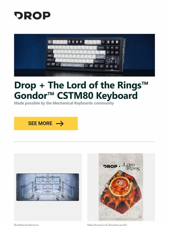 Drop: Drop + The Lord of the Rings™ Gondor™ CSTM80 Keyboard, Drop ...