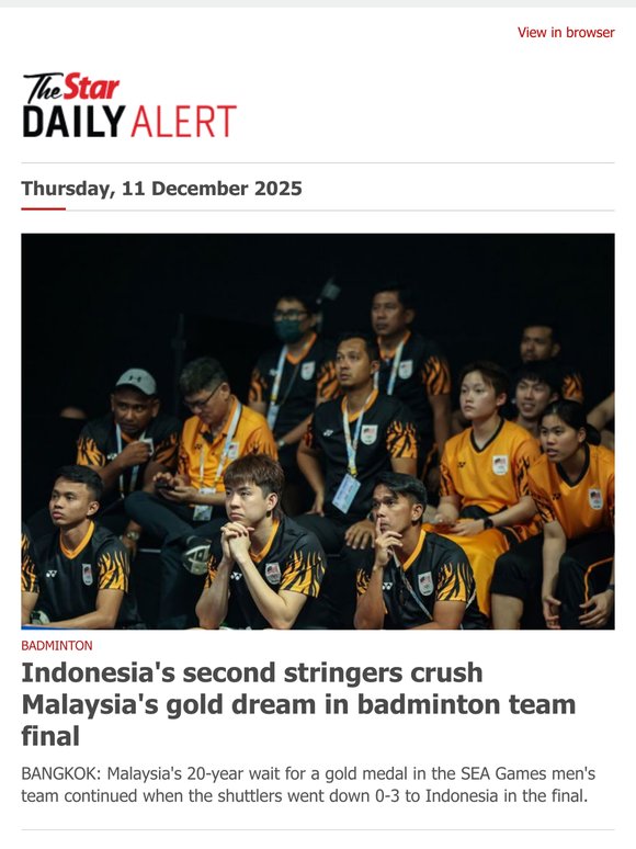 The Star: Indonesia's second stringers crush Malaysia's gold dream in ...