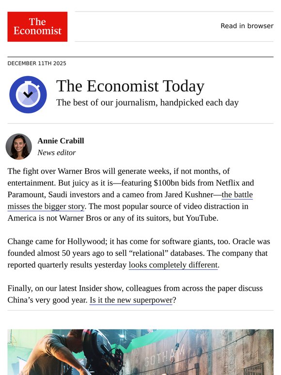 The Economist: The Warner Bros battle will shape the future of ...