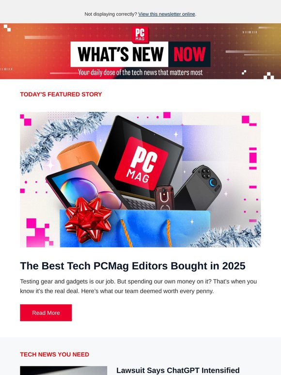 PCMag: The Best Tech PCMag Editors Bought in 2025 / Did ChatGPT Spur a ...