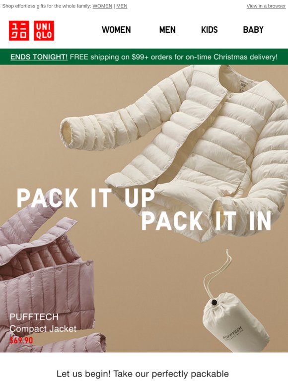 UNIQLO: Perfectly packable PUFFTECH | Milled