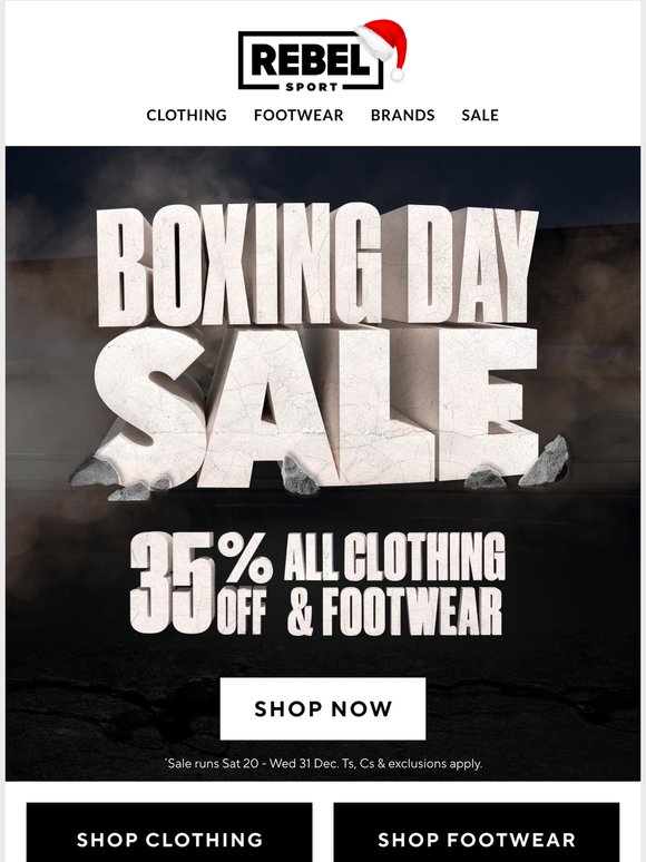 Rebel Sport: Too early? Never. BOXING DAY SALE IS ON! | Milled
