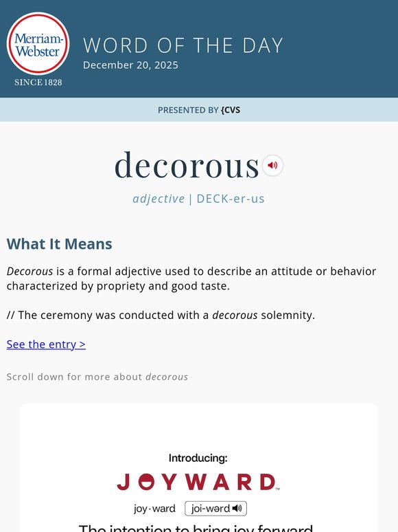 Merriam-Webster: Decorous - plus, A List of The U.S. Military Ranks in ...