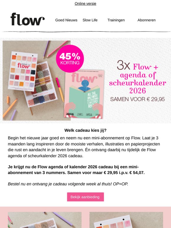 Flow: Laatste kans: Gratis Flow agenda of kalender 2026 bij mini ...