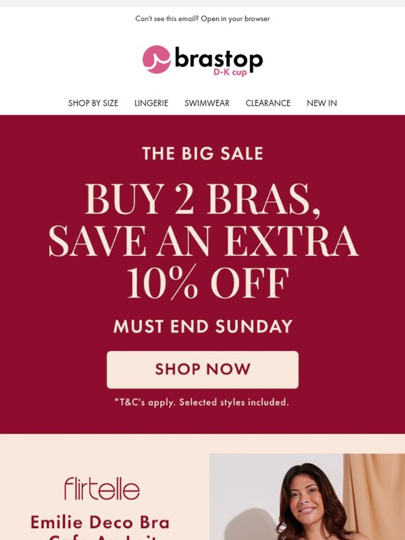 Brastop: Exclusive offer! EXTRA 10% off when you buy 2 SALE bras | Milled