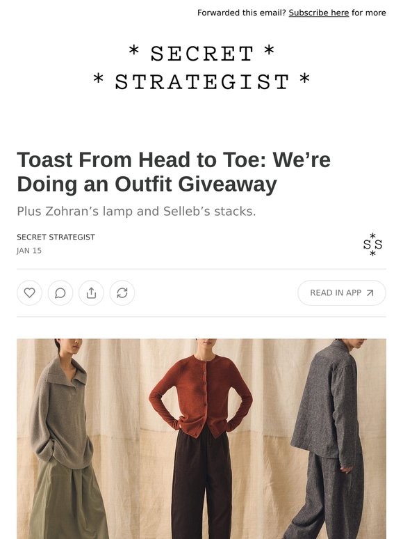 The Cut: Toast From Head to Toe: We’re Doing an Outfit Giveaway | Milled
