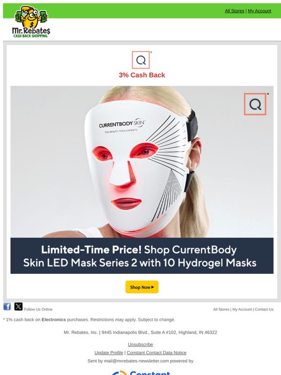 Mr. Rebates: QVC: Limited-Time Price! CurrentBody Skin LED Mask + 3% ...