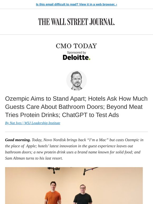 The Wall Street Journal: CMO Today: Ozempic Revives ‘Mac vs. PC’ | Milled
