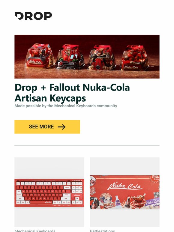 Drop: Drop + Fallout Nuka-Cola Artisan Keycaps, Drop + Fallout Nuka ...