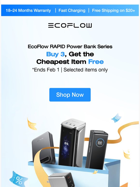 EcoFlow: Game Day Deals: Buy 3, Get the Cheapest Item Free | Milled