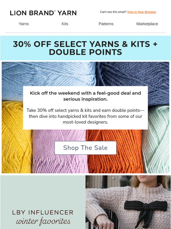 Lion Brand Yarn: 30% Off Select Yarns & Kits + Double Points Influencer ...