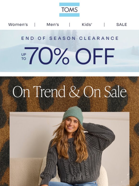 TOMS: Wear Your Spots—Now Up to 70% | Milled