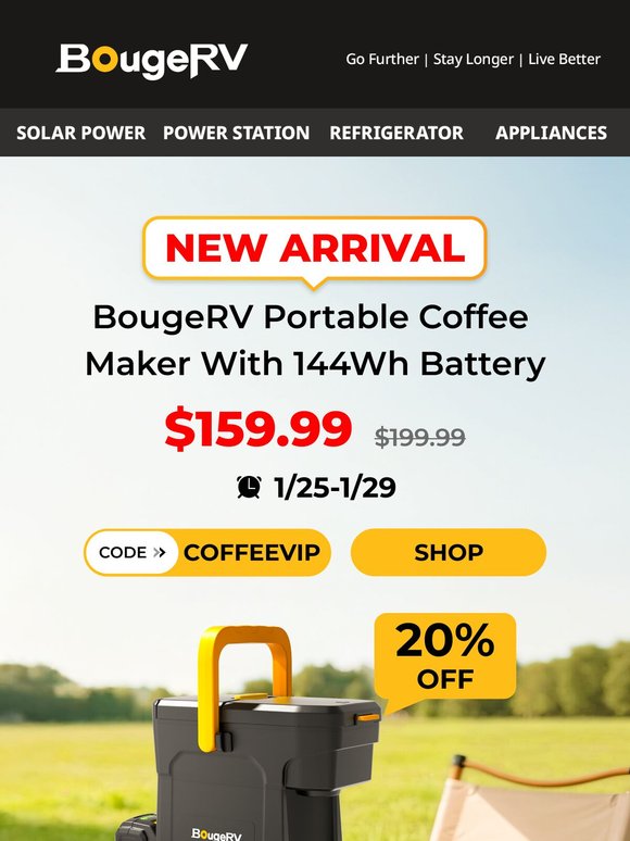 BougeRV: NEW ARRIVAL: BougeRV Portable Coffee Maker With 144Wh Battery☕ ...