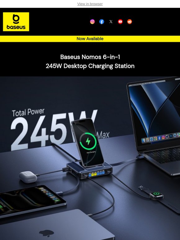 BASEUS: Declutter your desk with Nomos Charging Station. | Milled