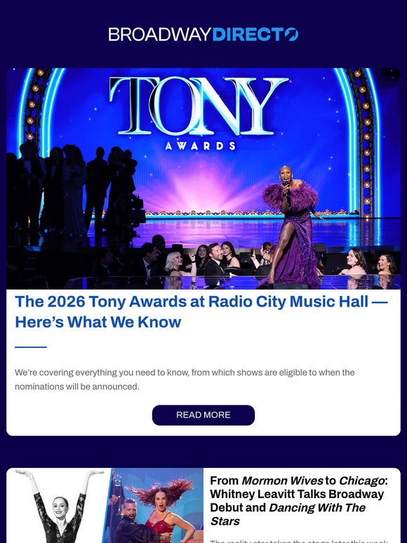 Broadway Direct: The 2026 Tony Awards; Whitney Leavitt Talks Chicago ...