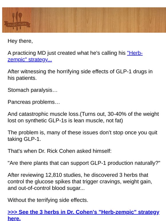 PaleoPlan: Doctor creates "Herb-zempic" strategy after witnessing side ...