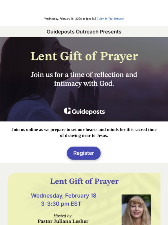 Guideposts: Our Free Lent Prayer Experience Happens in 1 Week! | Milled