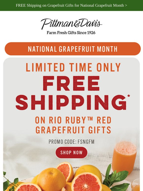 Pittman & Davis: FREE Shipping on Rio Ruby Red Grapefruit | Milled