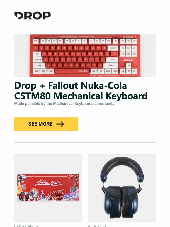Drop: Drop + Fallout Nuka-Cola CSTM80 Mechanical Keyboard, Drop ...
