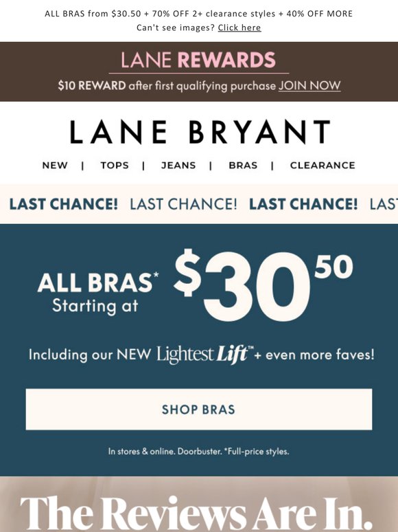 Lane Bryant: Last call! Try NEW Lightest Lift™ bras for $30.50 | Milled
