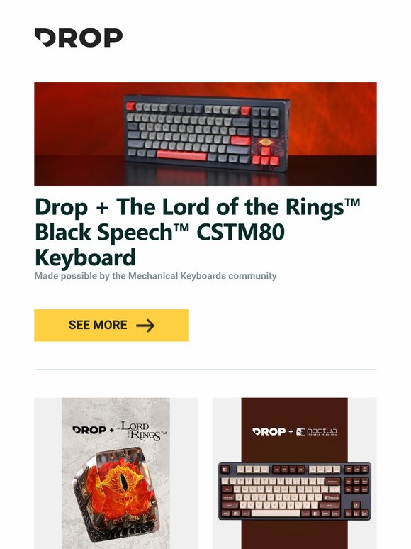 Drop: Drop + The Lord of the Rings™ Black Speech™ CSTM80 Keyboard, Drop ...