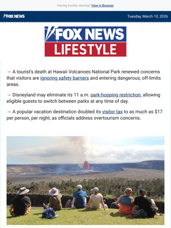 Fox News: Tourist death at volcano park sparks warnings over ignored ...