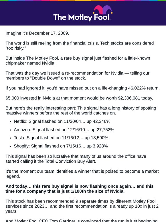 Motley Fool All In Buy Alert
